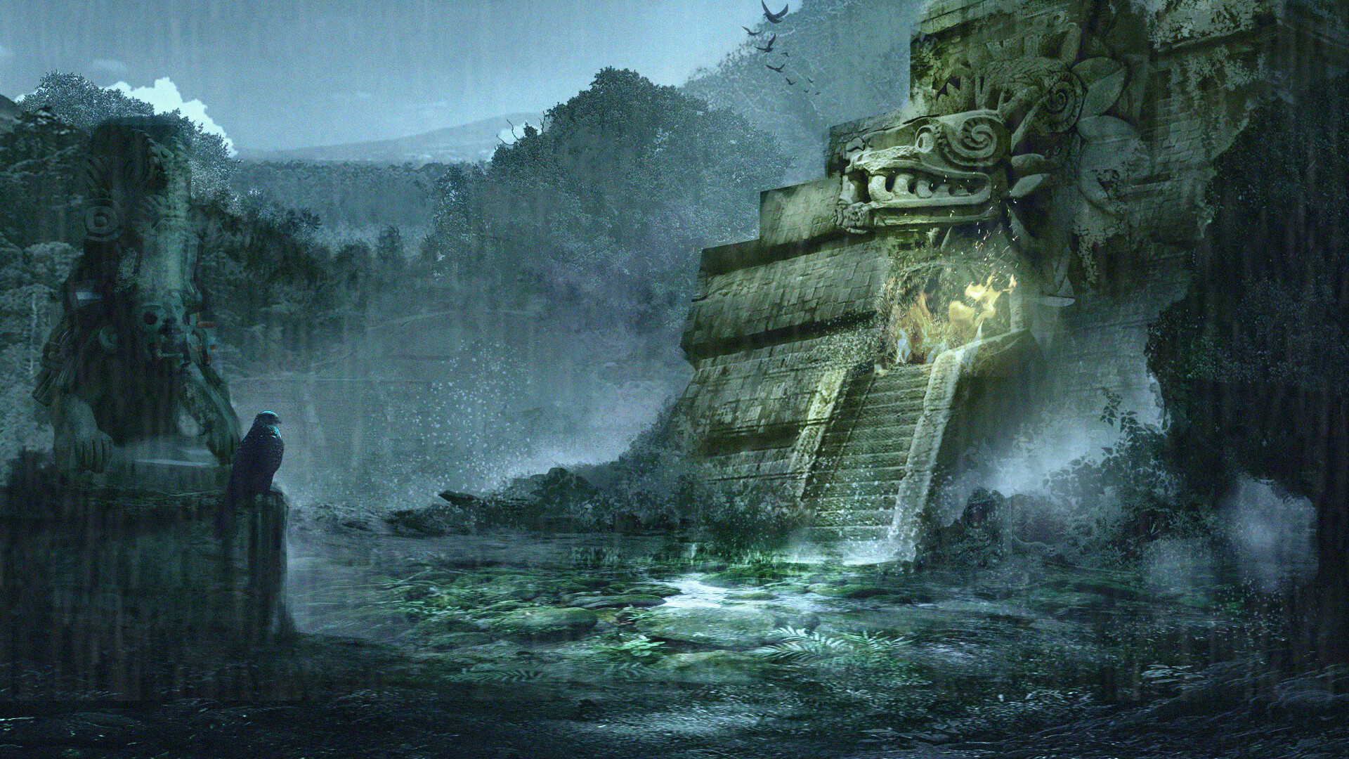 aztec temple wallpaper