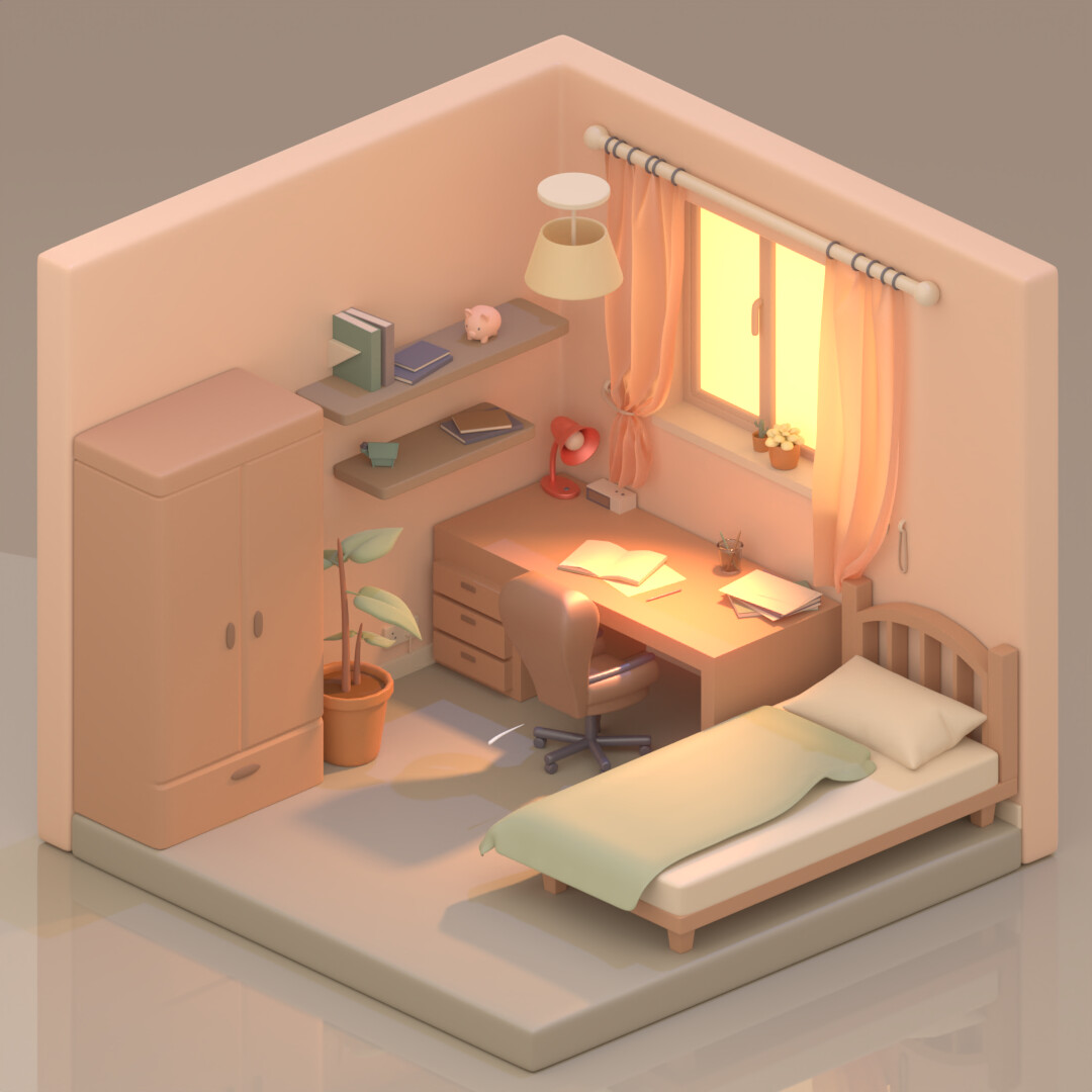 ArtStation - Isometric Bedroom