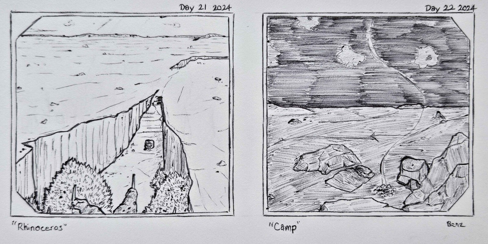 Andrew Benz - Rhinoceros/Camp: Inktober 2024 Day 21 and 22