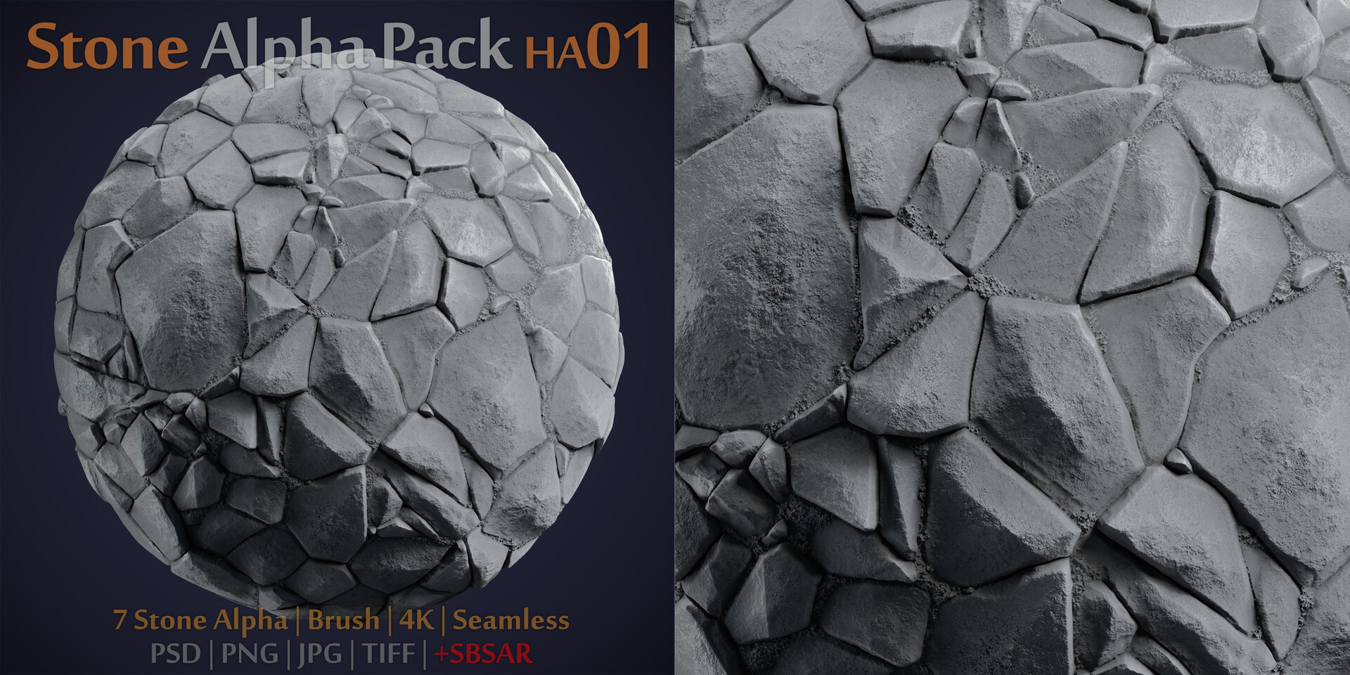 Hemase - Stone Alpha Brush | HA01 | 4K | 16bit | +SBSAR