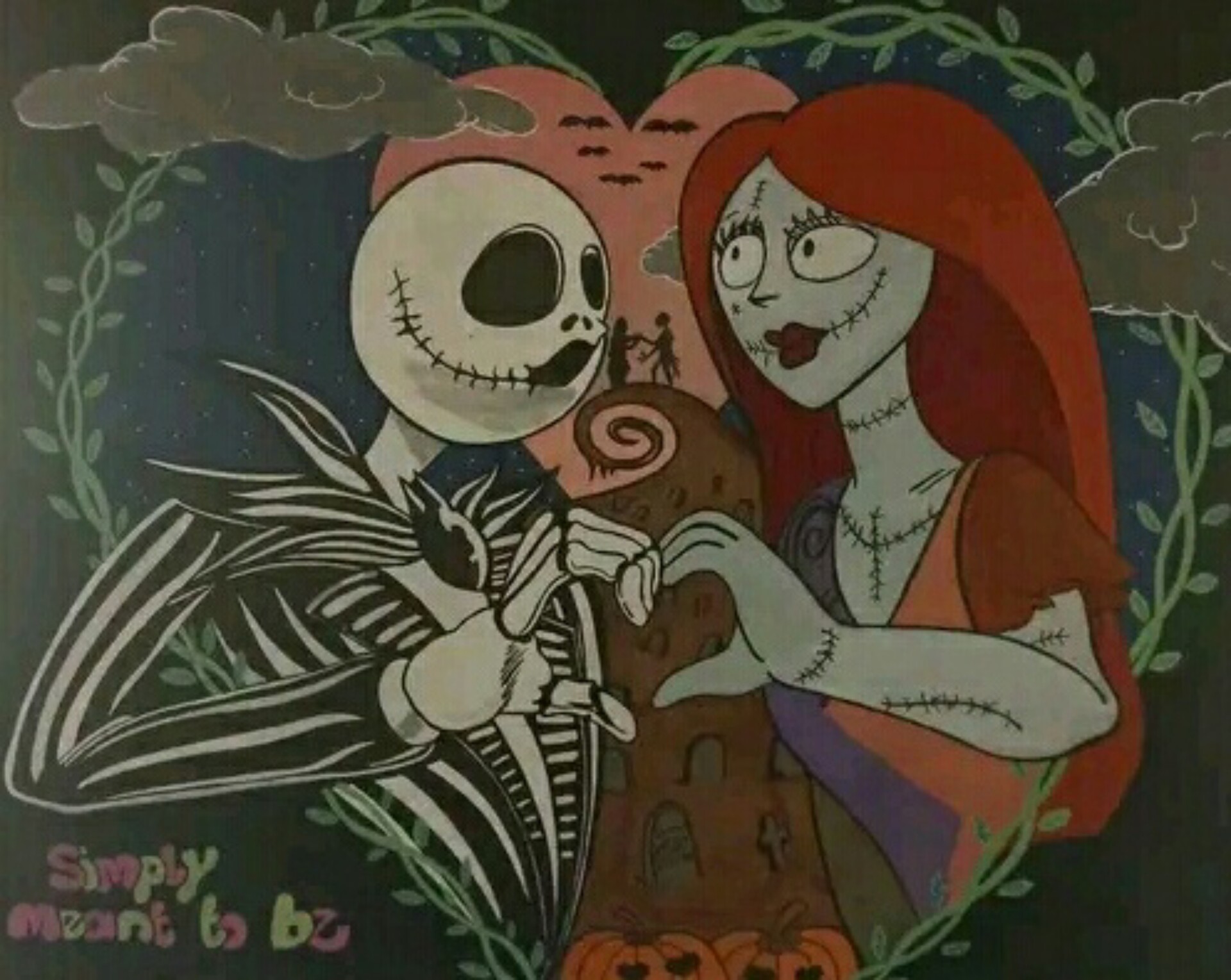 ArtStation - jenksies jack and Sally simply meant to be acrylic painting