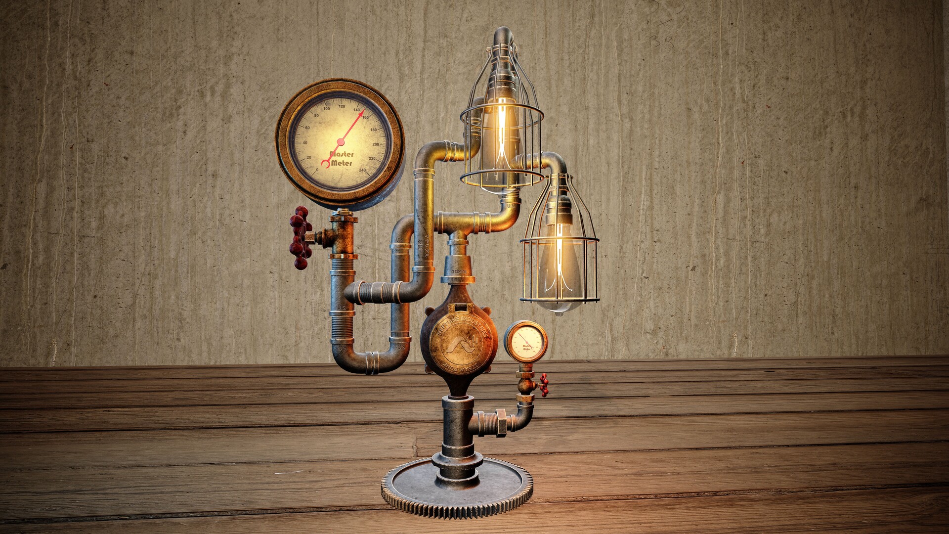 ArtStation - STEAMPUNK INDUSTRIAL LAMP