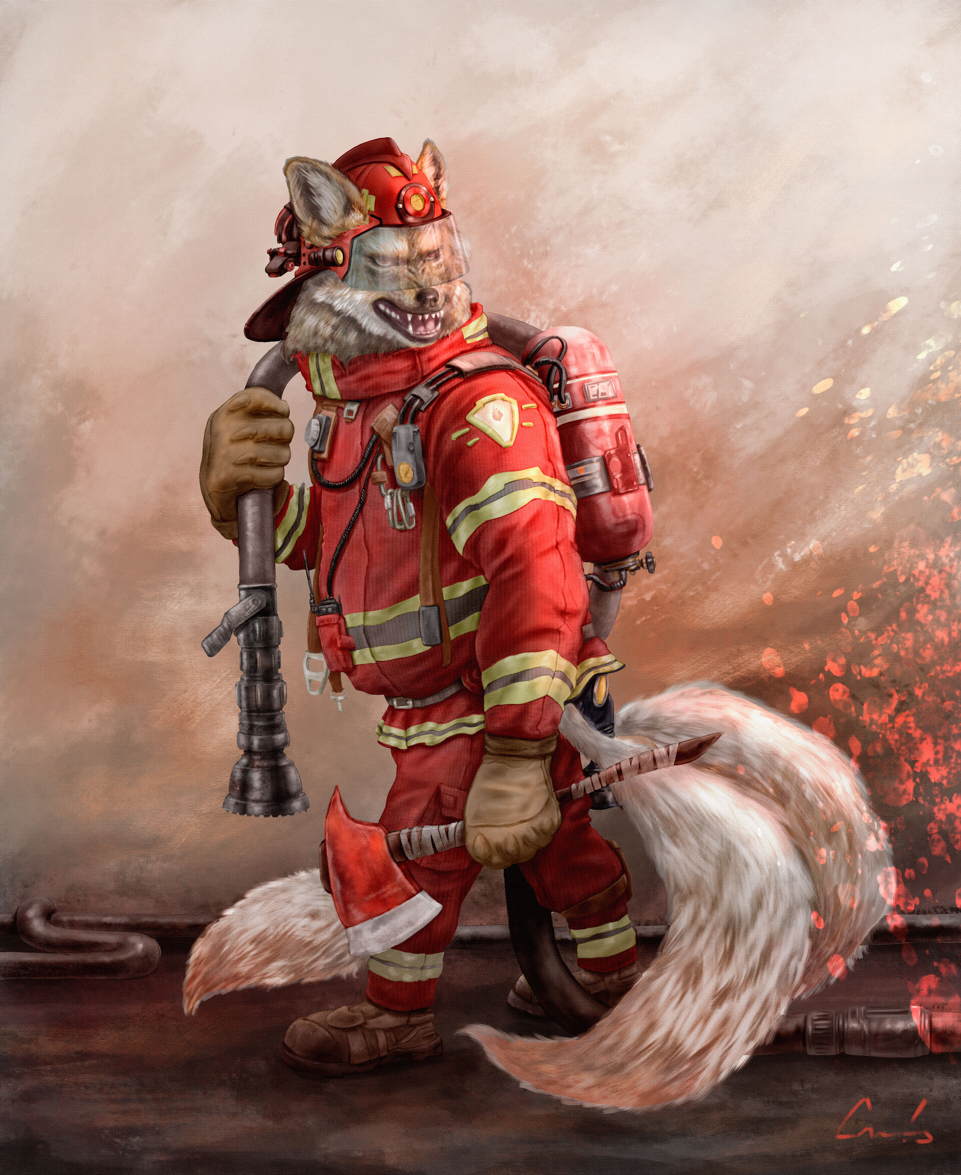 ArtStation - FFF - Fat Firefighter Fox