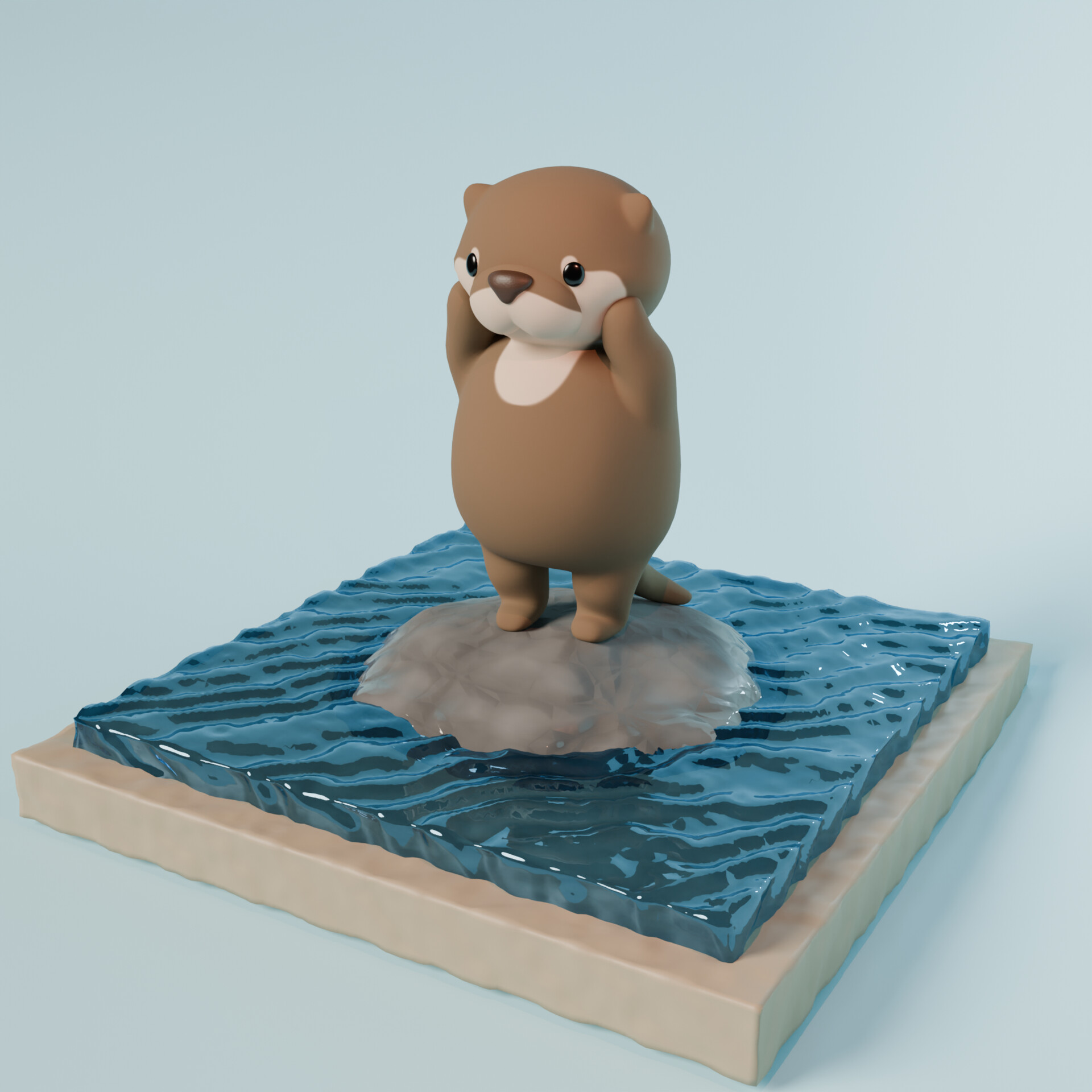 ArtStation - Silly Otter On A Rock