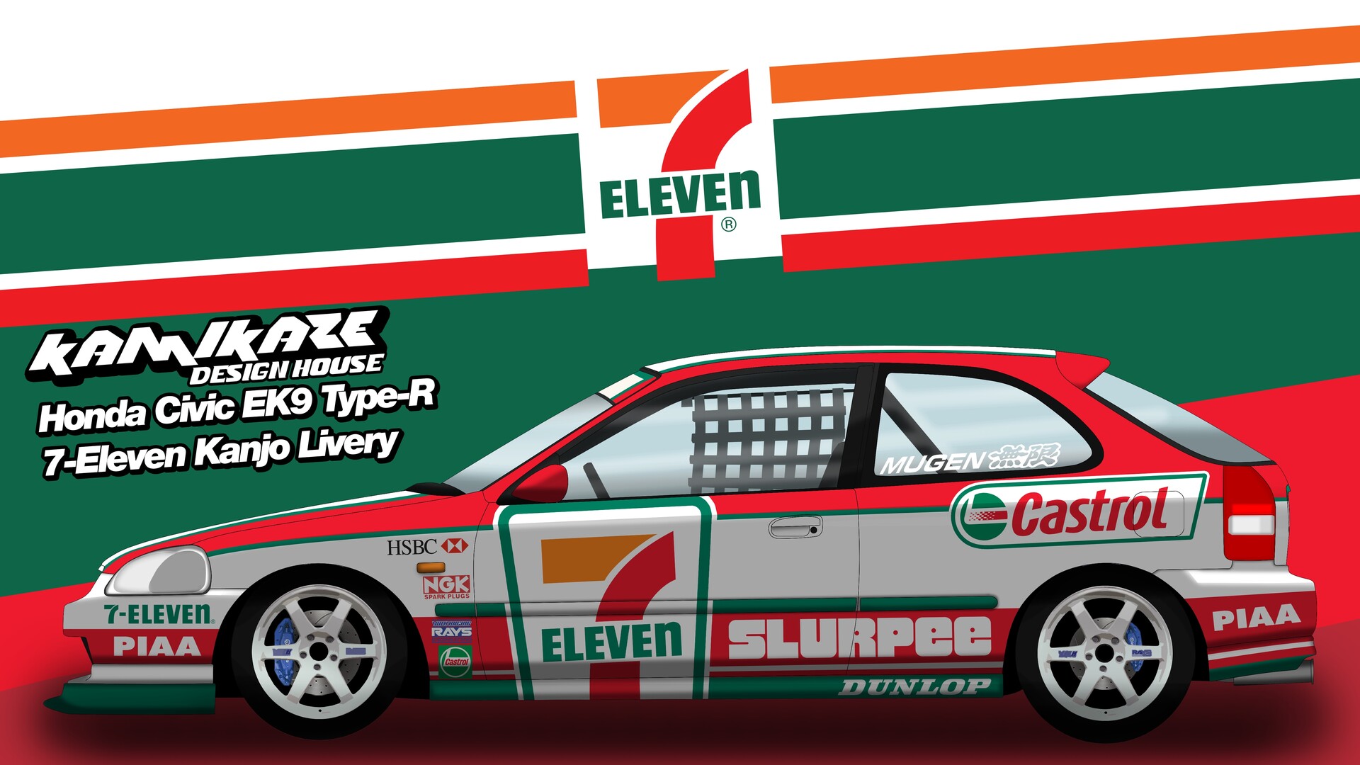 ArtStation - Honda Civic EK9 - 7-Eleven Livery