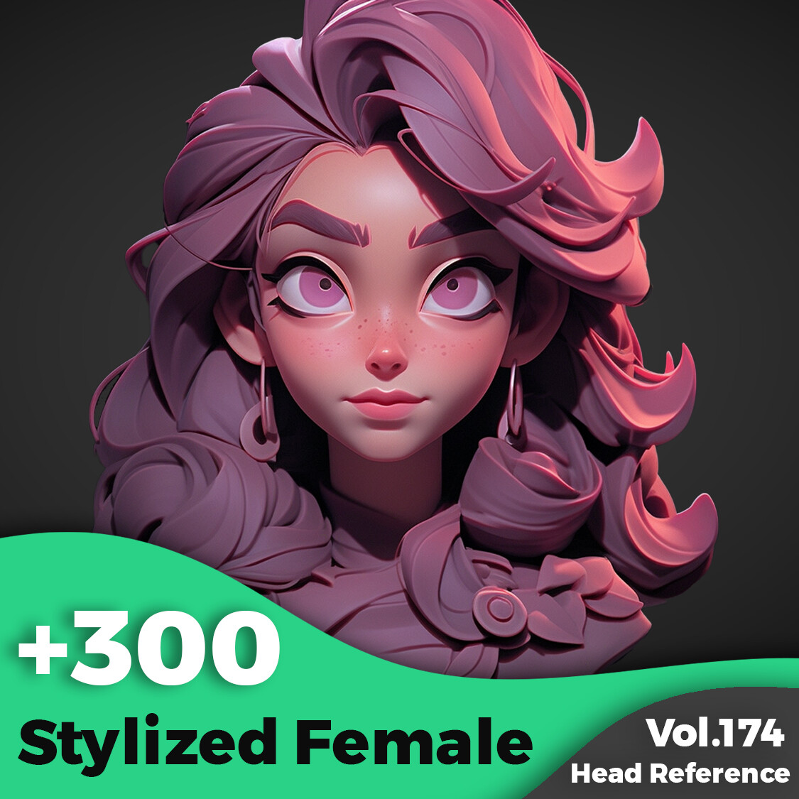 ArtStation - +300 Stylized Female Head Sculpt Reference(4k)