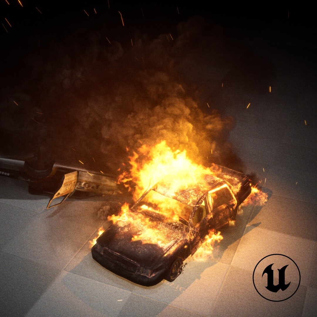ArtStation - BURNING CAR Real Time VFX