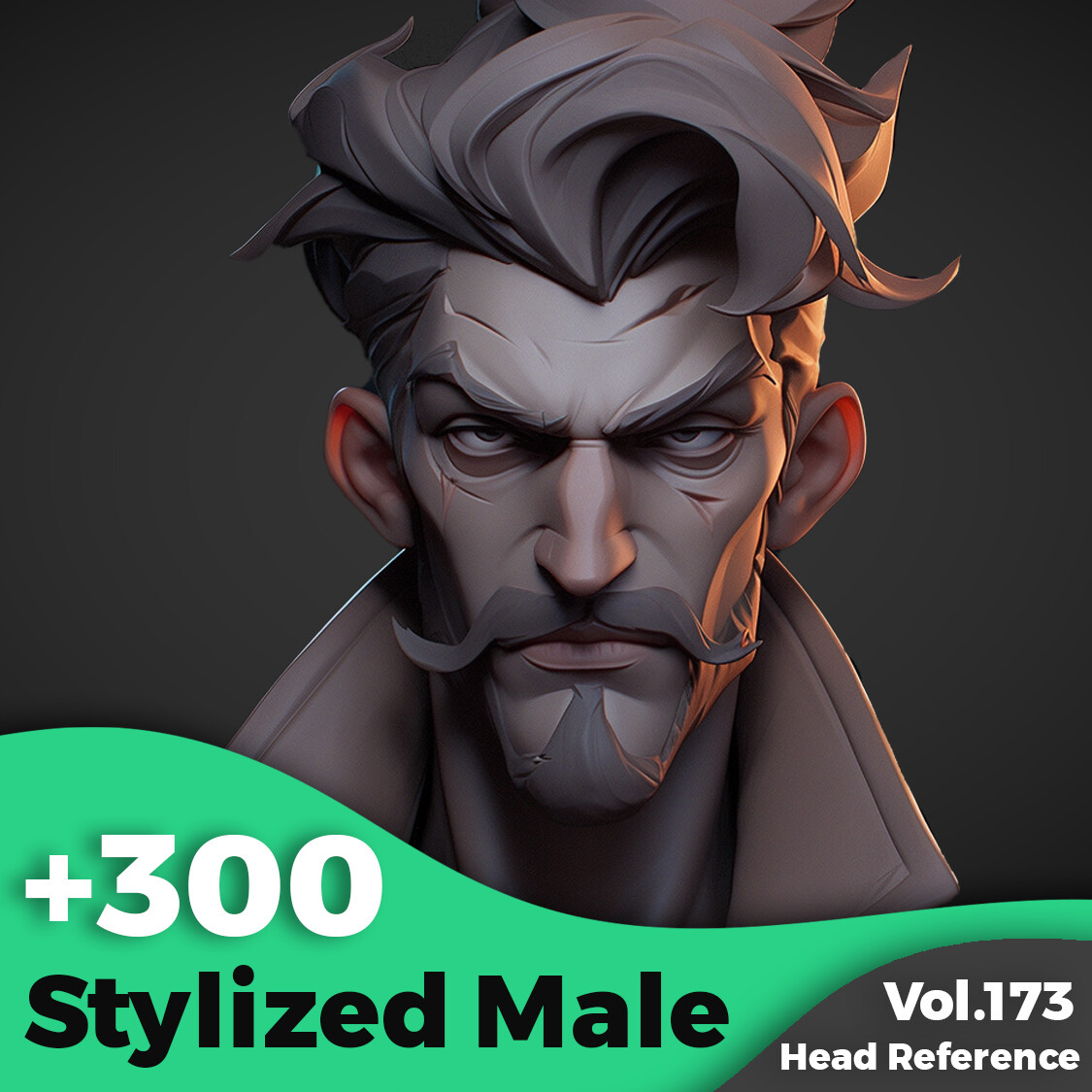 ArtStation - +300 Stylized Male Head Sculpt Reference(4k)