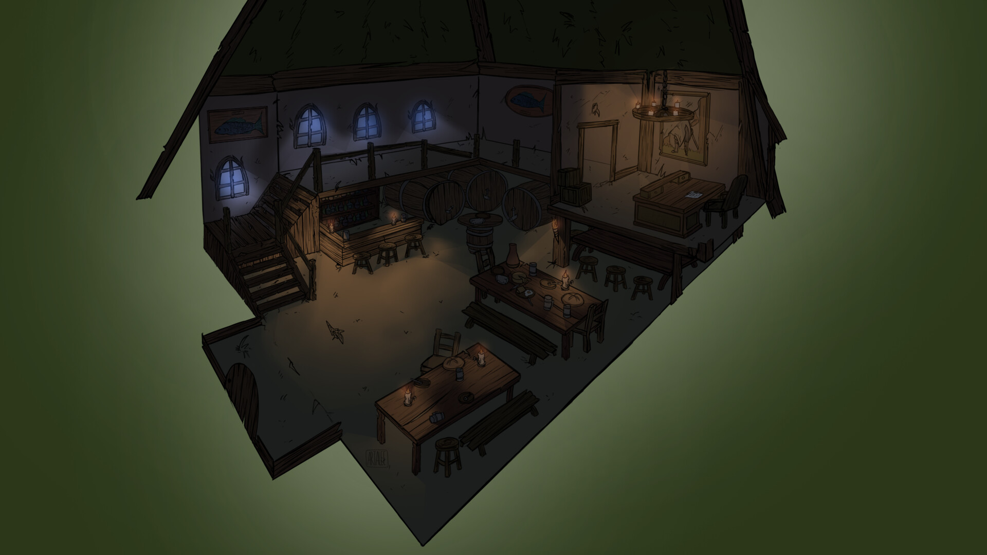 ArtStation - swampy tavern :)