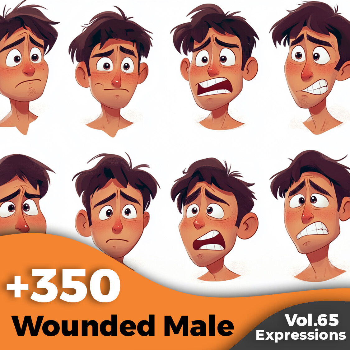 ArtStation - +350 Wounded Male Expression Sheet(4k)