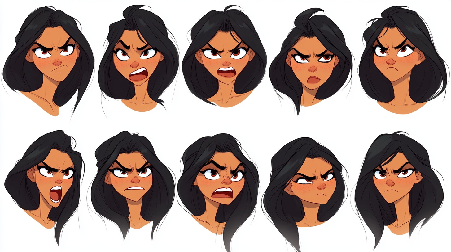 Concept Art - +350 Villain Female Expression Sheet(4k)