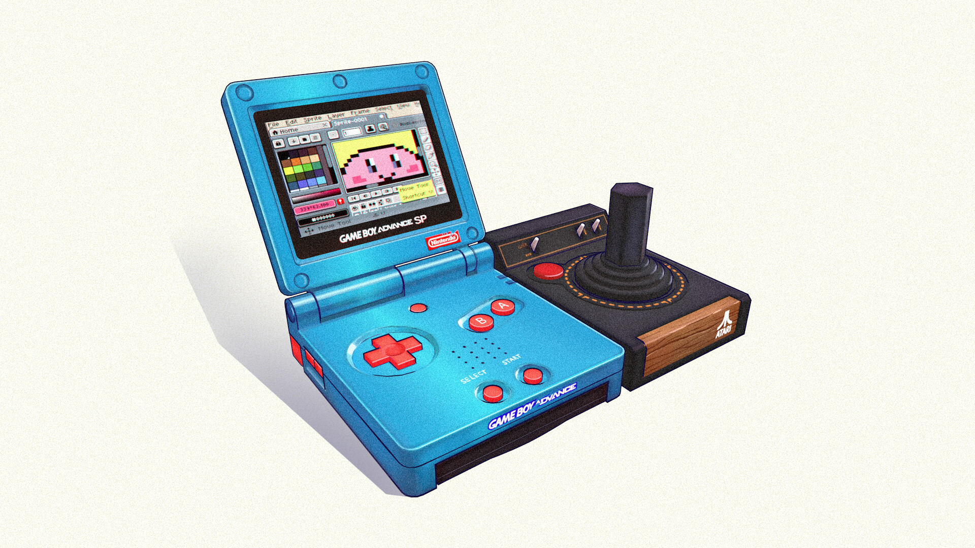 ArtStation - Handpainted Nitendo Gameboy Advance SP & Atari