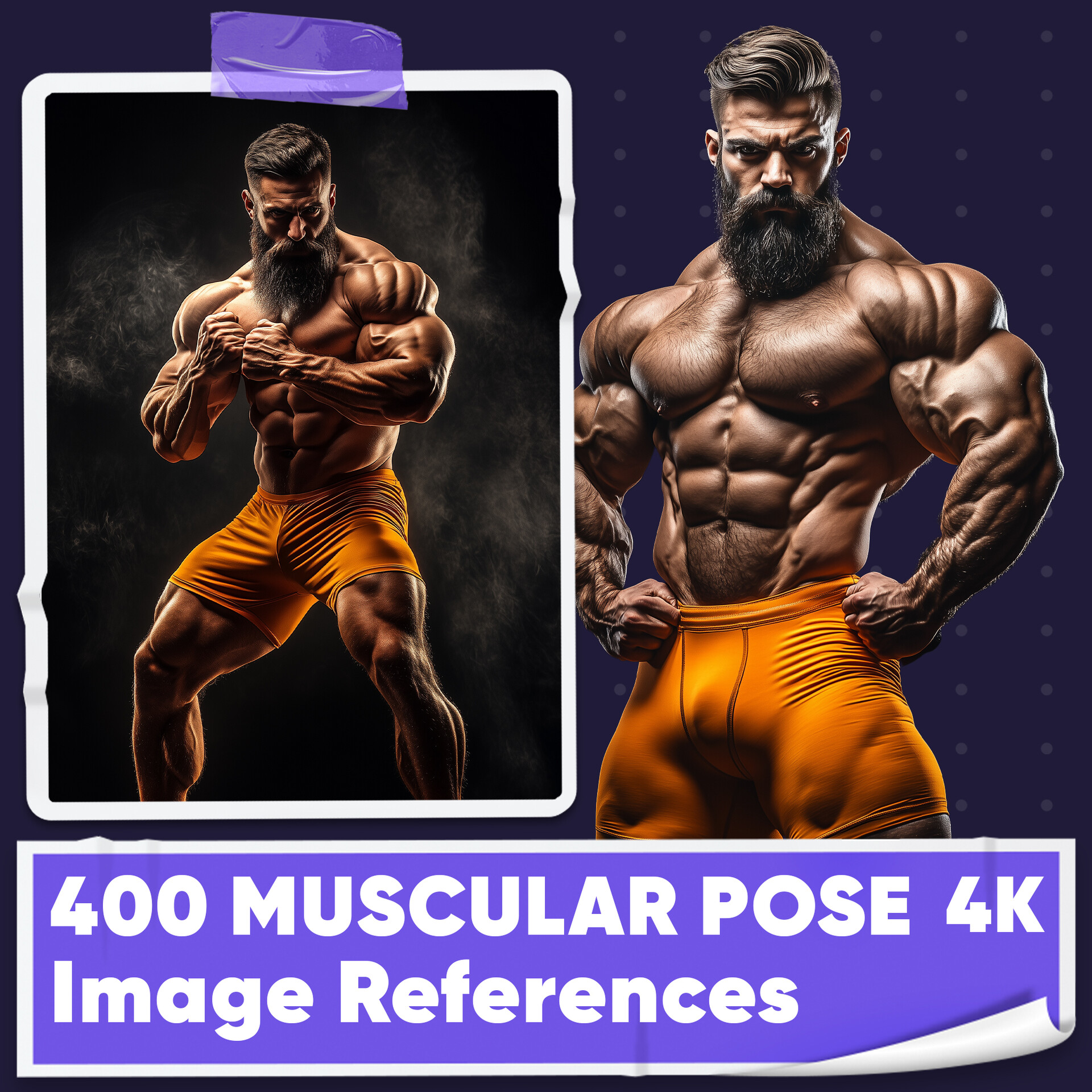 ArtStation - 400 Muscular Pose Image References - Vol 01