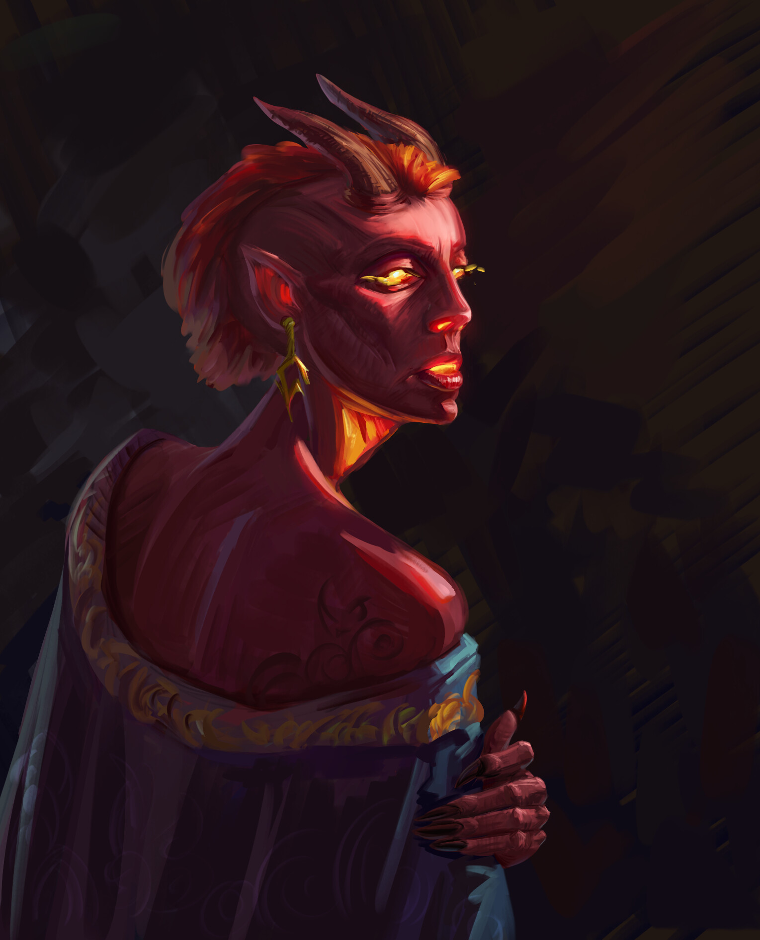 ArtStation - Demon Lady portrait concept art