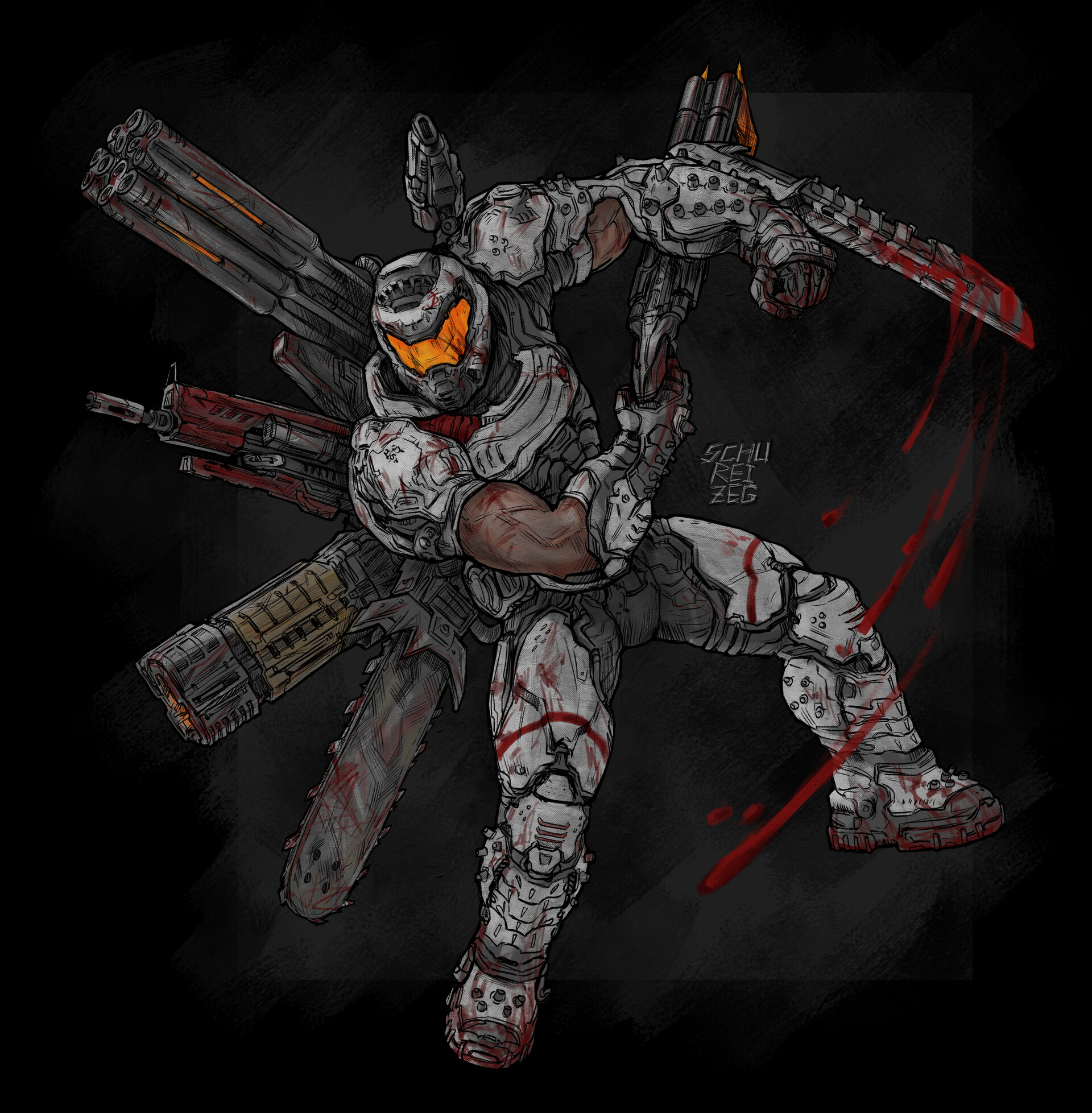 ArtStation - Doom slayer lineart