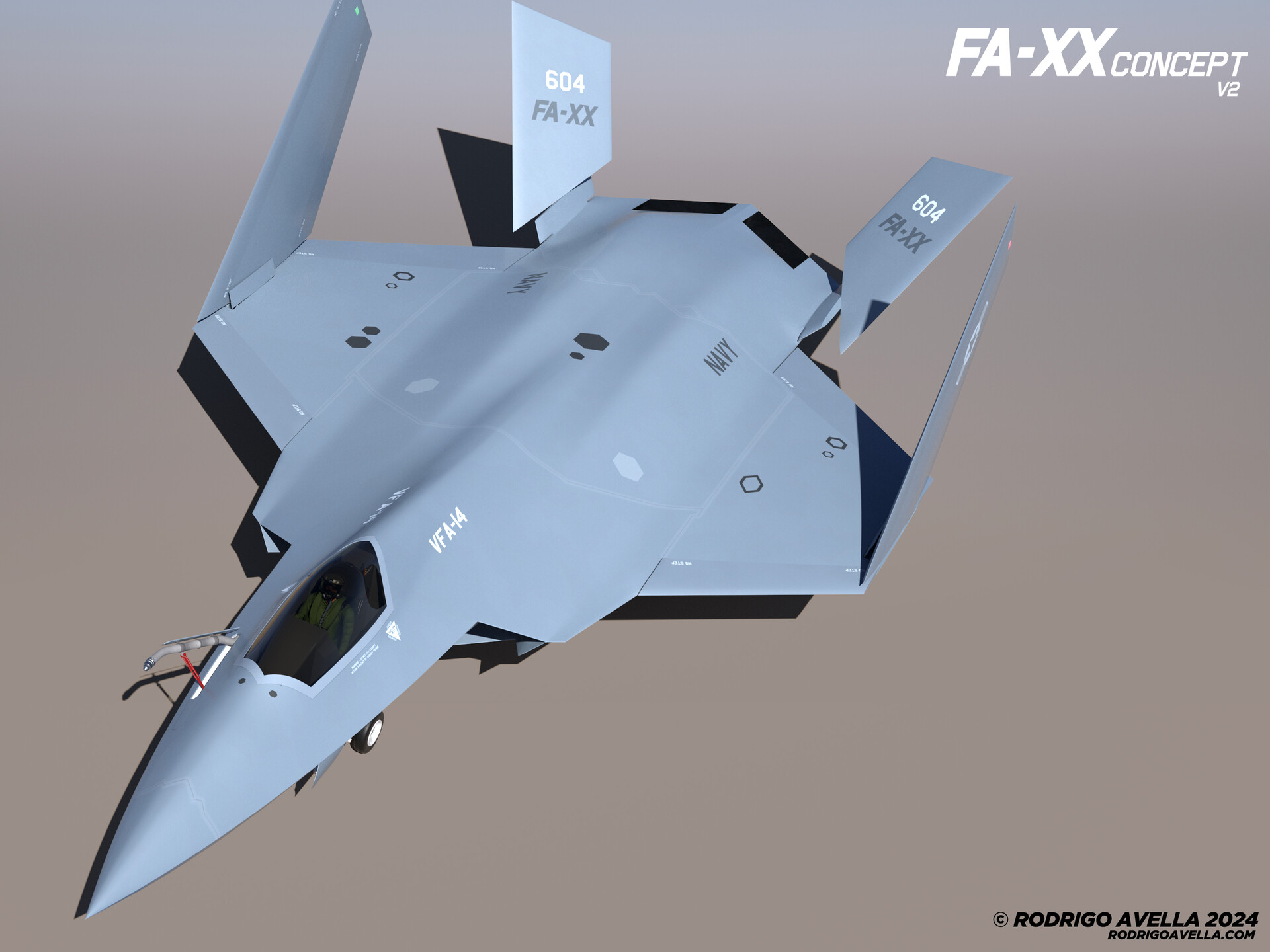 Rodrigo Avella - FA-XX V2 - Sixth generation fighter concept