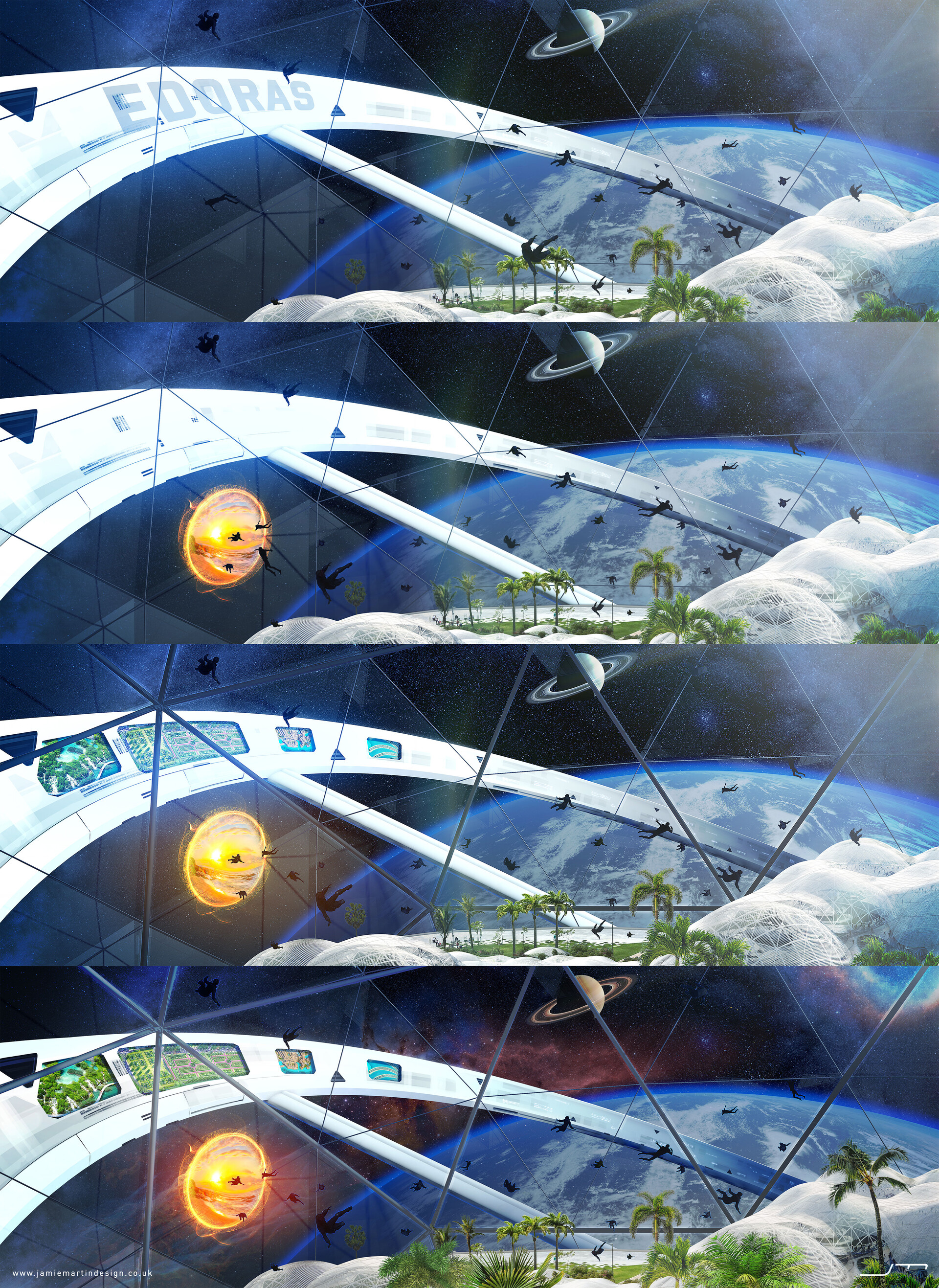Jamie Martin - 'Alpha Orbital' Space Station - interior concepts