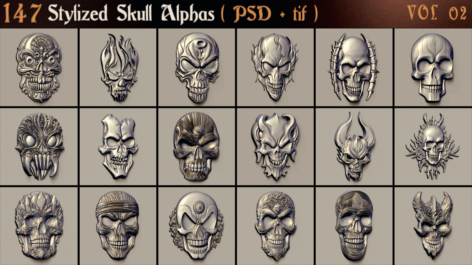 Mona Ghafourian - 147 Stylized Skull Alpha - Vol02