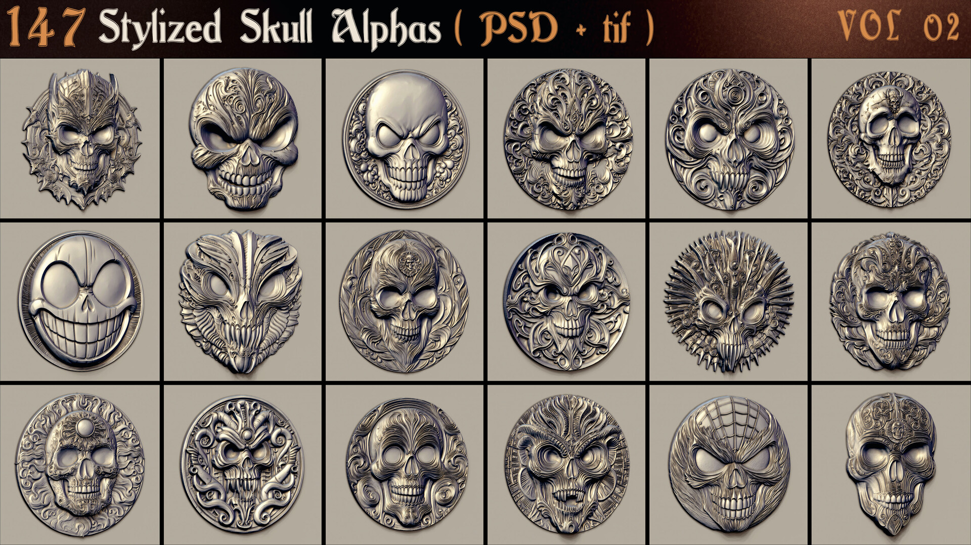 Mona Ghafourian - 147 Stylized Skull Alpha - Vol02