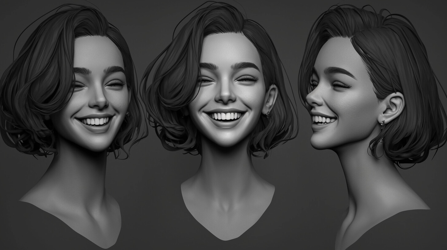 3D Head Sculpt References in 4K - Tika Art - +300 Happy Female Head ...