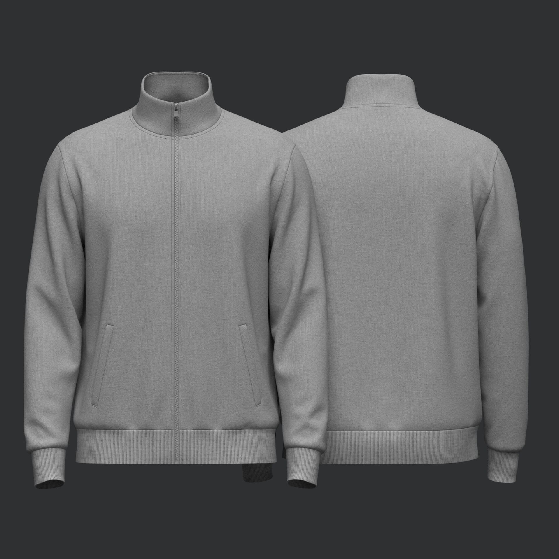 ArtStation - Full Zip Stand Collar Jacket 3D Model