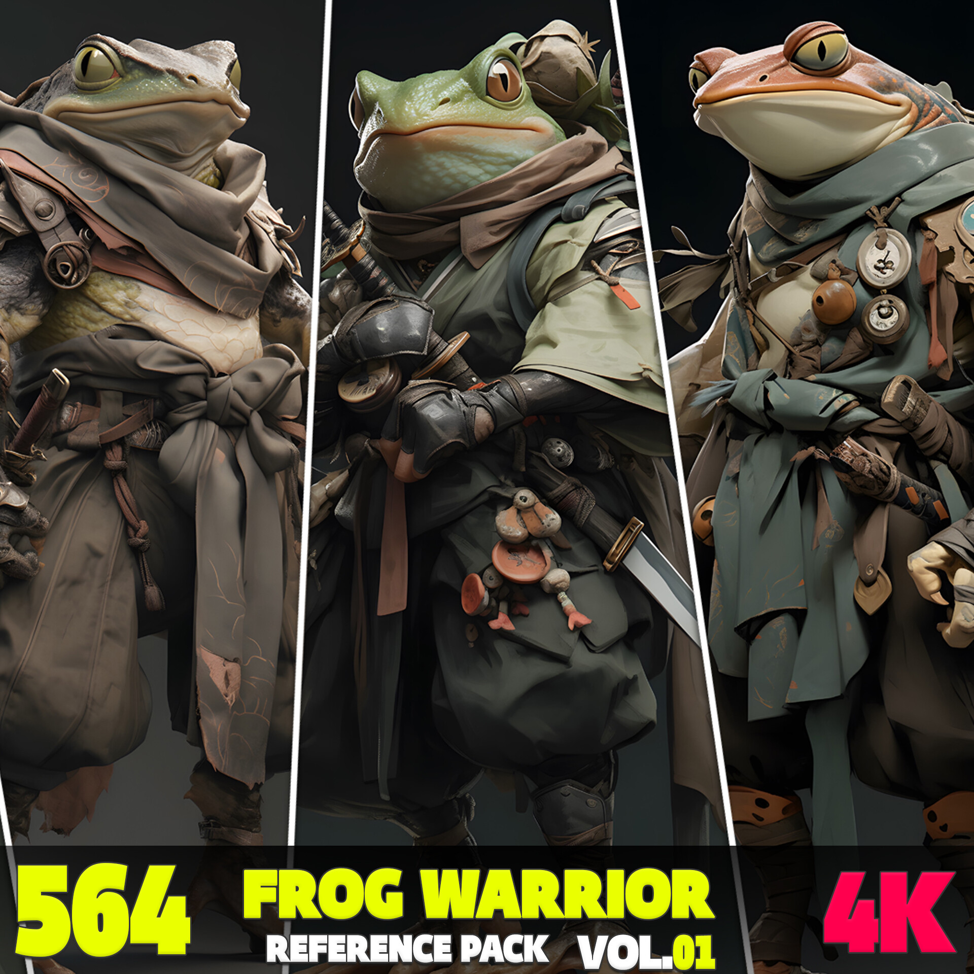 ArtStation - 564 4K Frog Warrior Reference Pack Vol.01