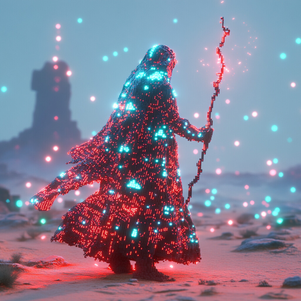 Marvelvisions - Voxel Wanderer: The Hooded Seeker of the Glowing Wasteland