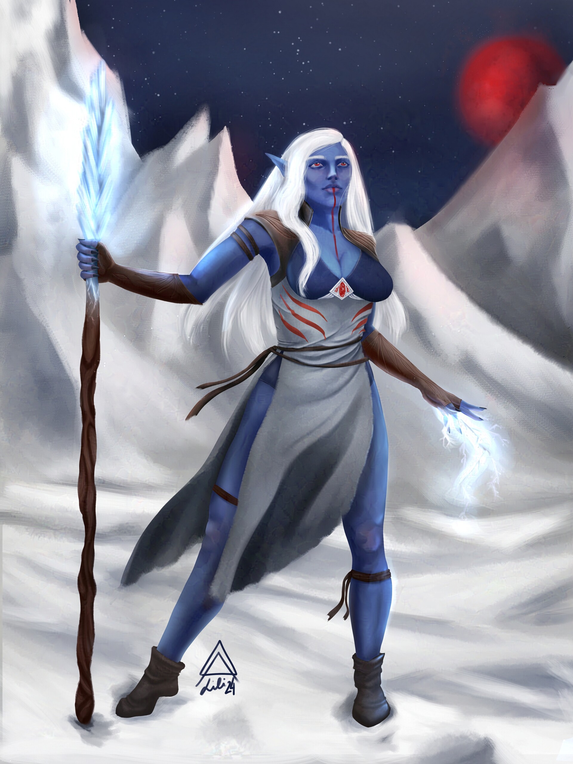 ArtStation - Storm Dancer under a blood moon