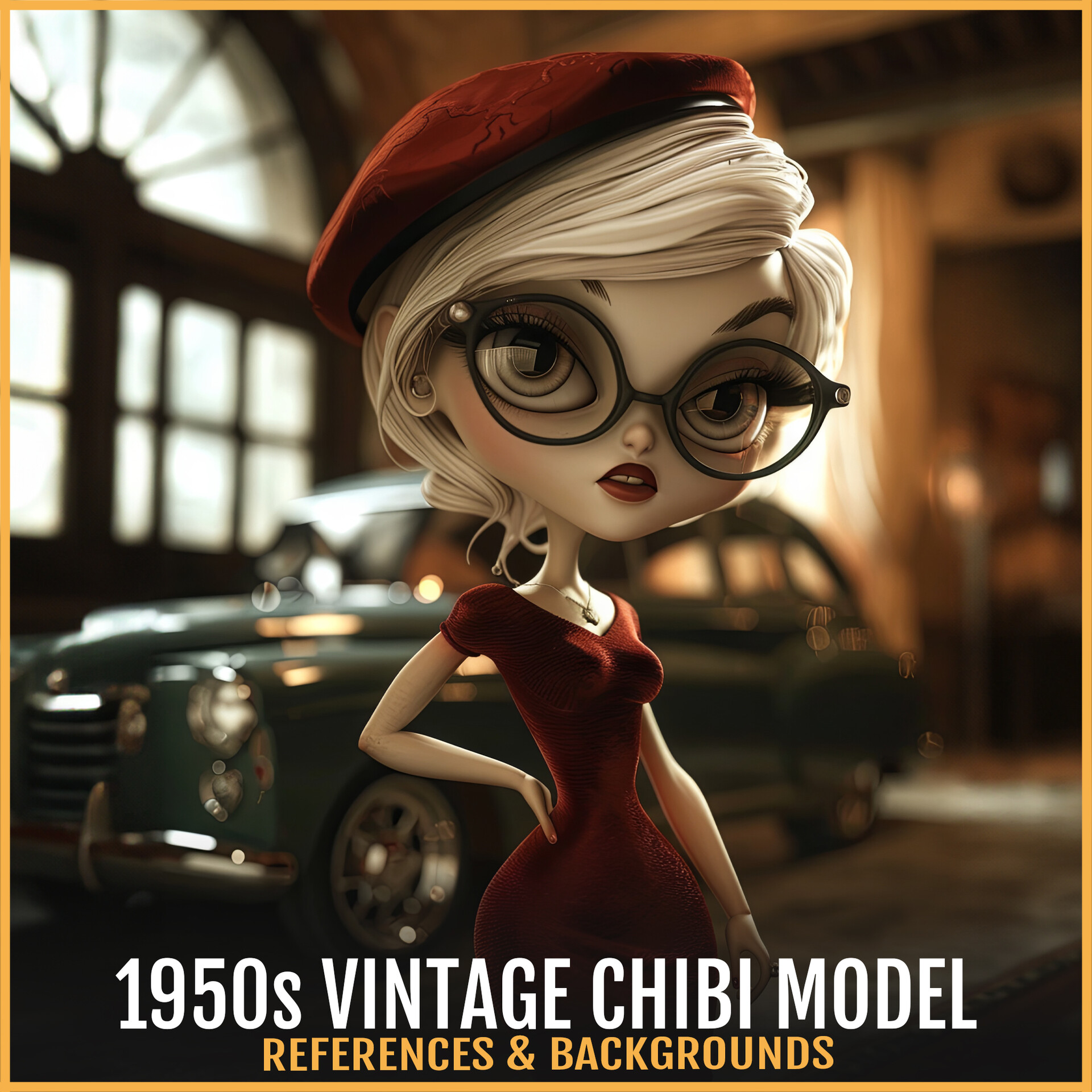 ArtStation - 505 1950s Chibi Model in Vintage Photo Shoot