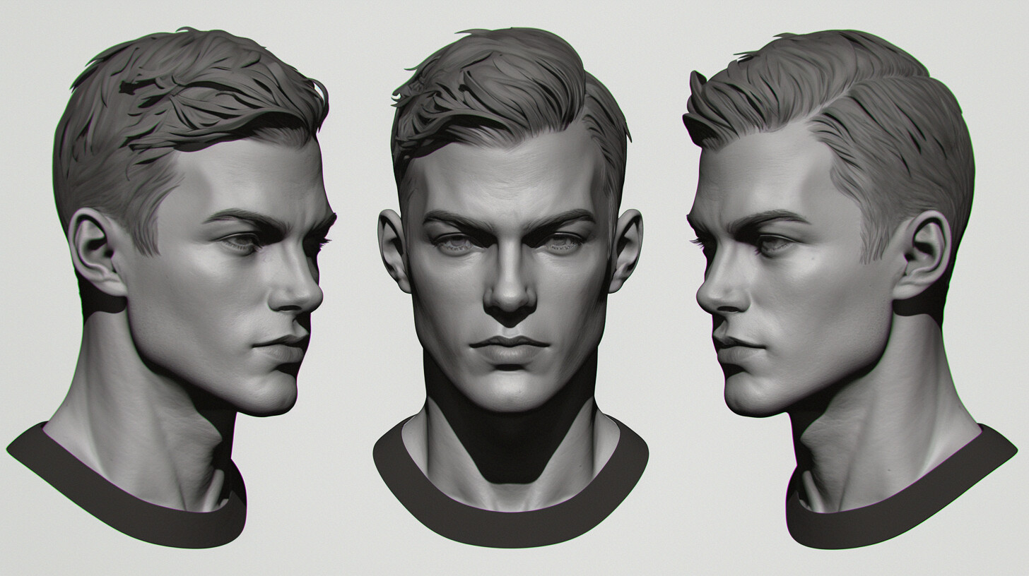3D Head Sculpt References in 4K - Tika Art - +300 Stylish Young Man ...