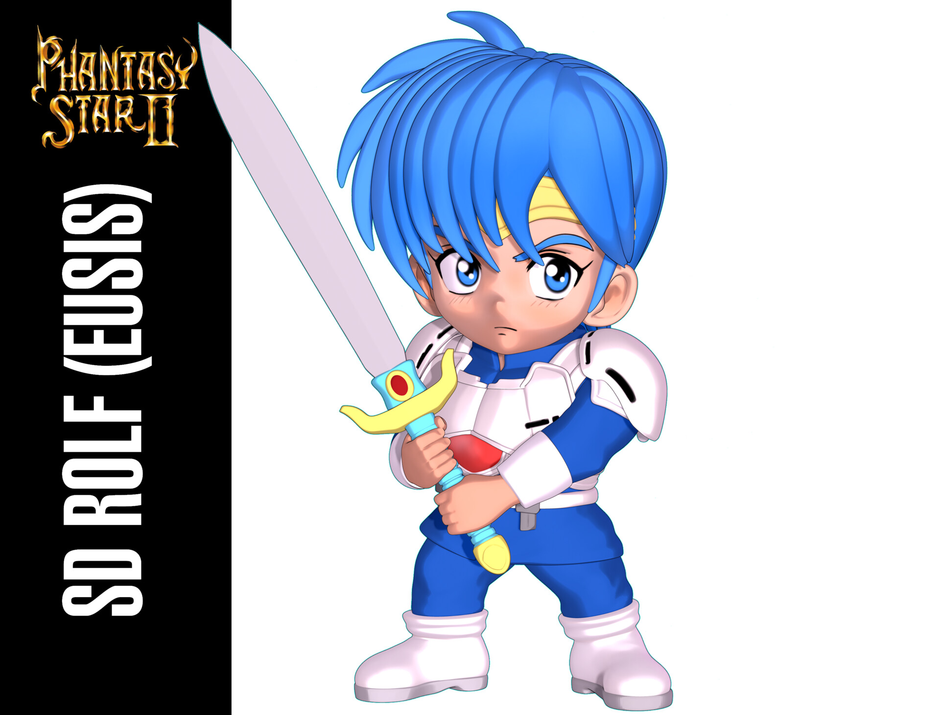 ArtStation - SD Rolf/Eusis from Phantasy Star 2 - 3D Fan Art in Super ...