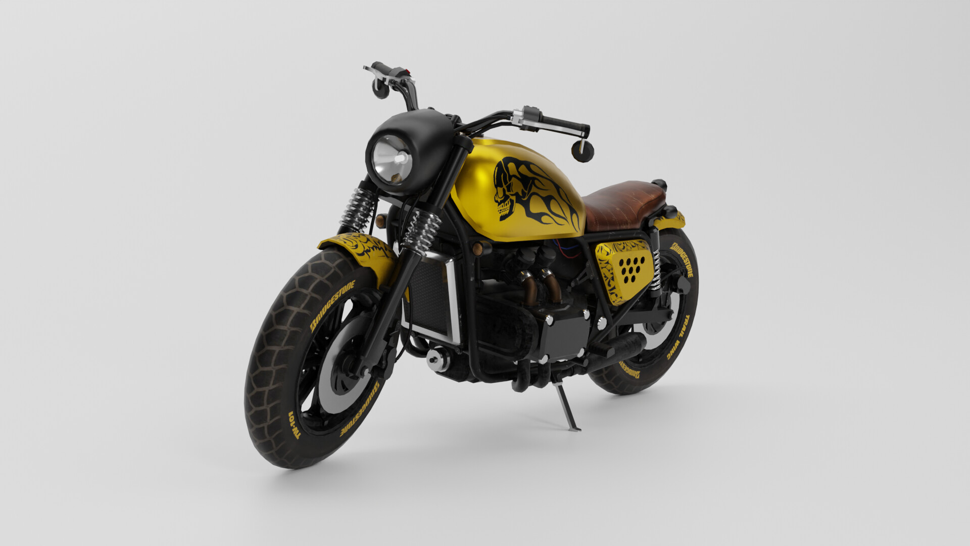 ArtStation - Big Custom Motorcyle Low-poly 3D model