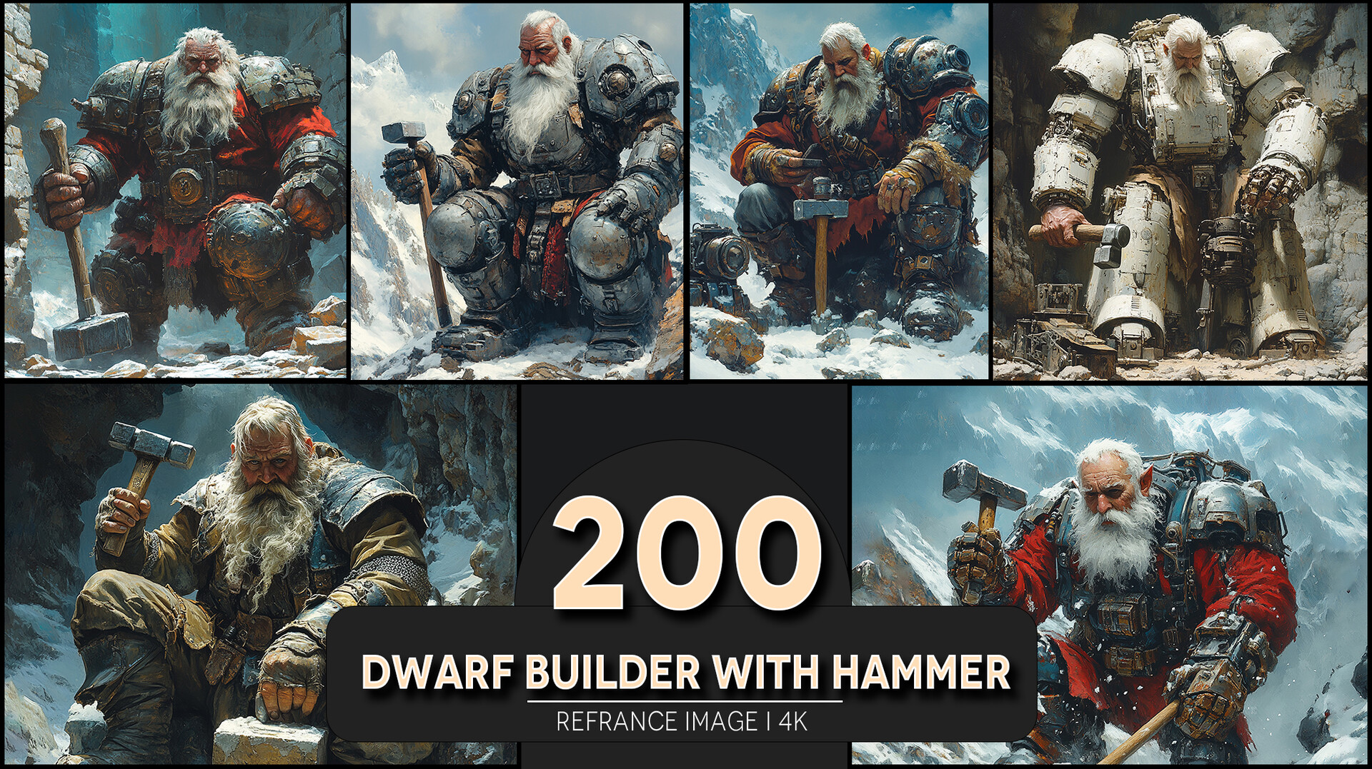 Pixel Ref - Dwarf Builder with Hammer 4K Reference/Concept Images