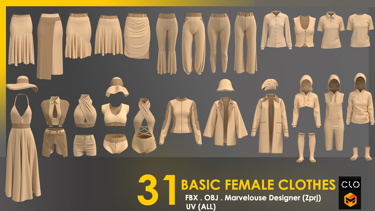 ArtStation - 31 basic female clothe
