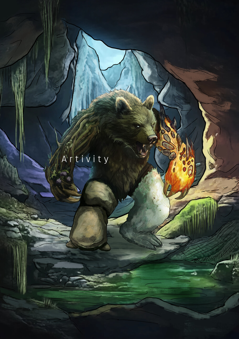 ArtStation - Emberclaw, the Elemental Bear