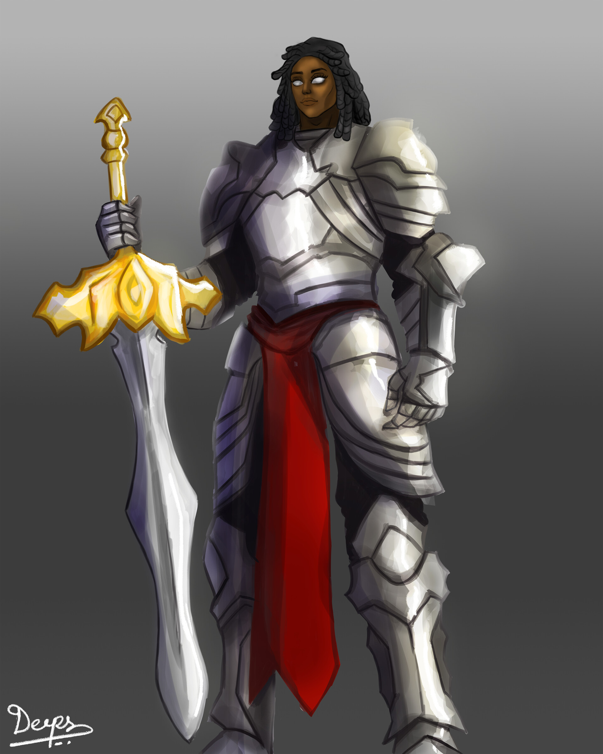 ArtStation - Braided knight with big silver armor- character design