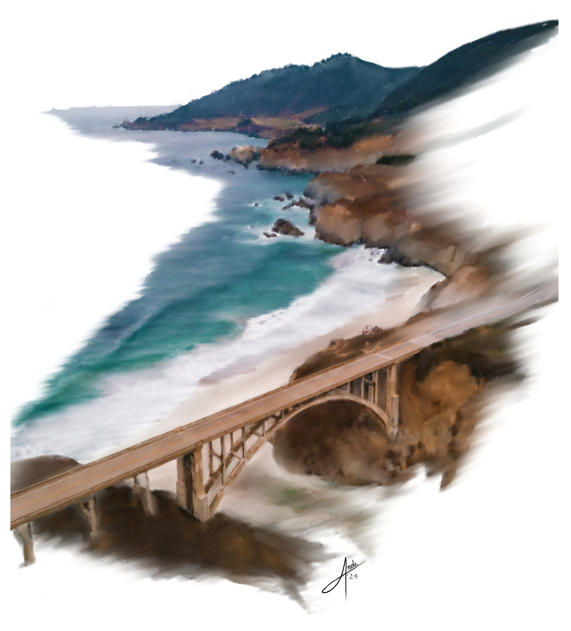 ArtStation - Bixby Bridge Big Sur