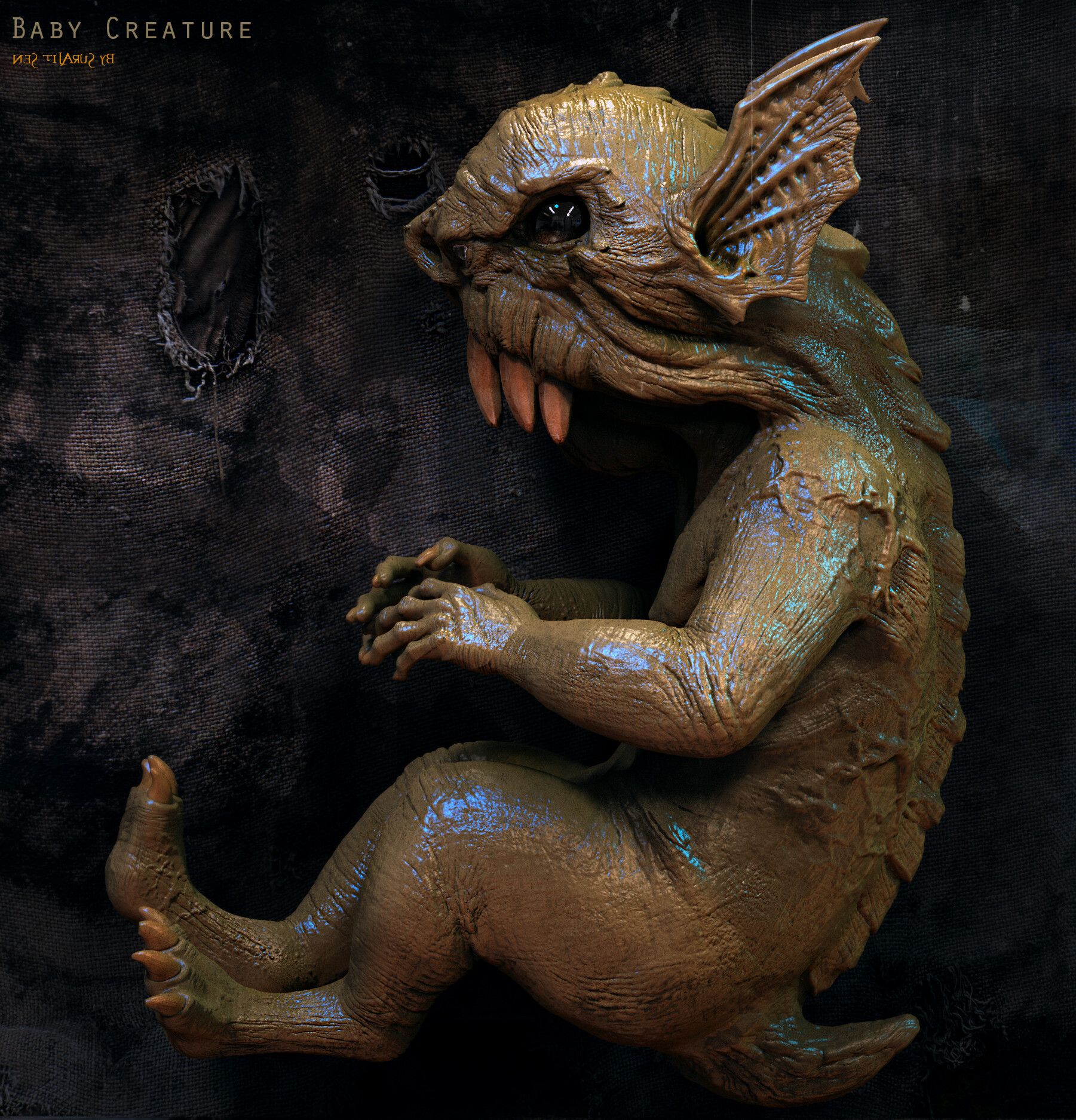ArtStation - New Born Baby Creature!- - Digital Sculpture by Surajit Sen