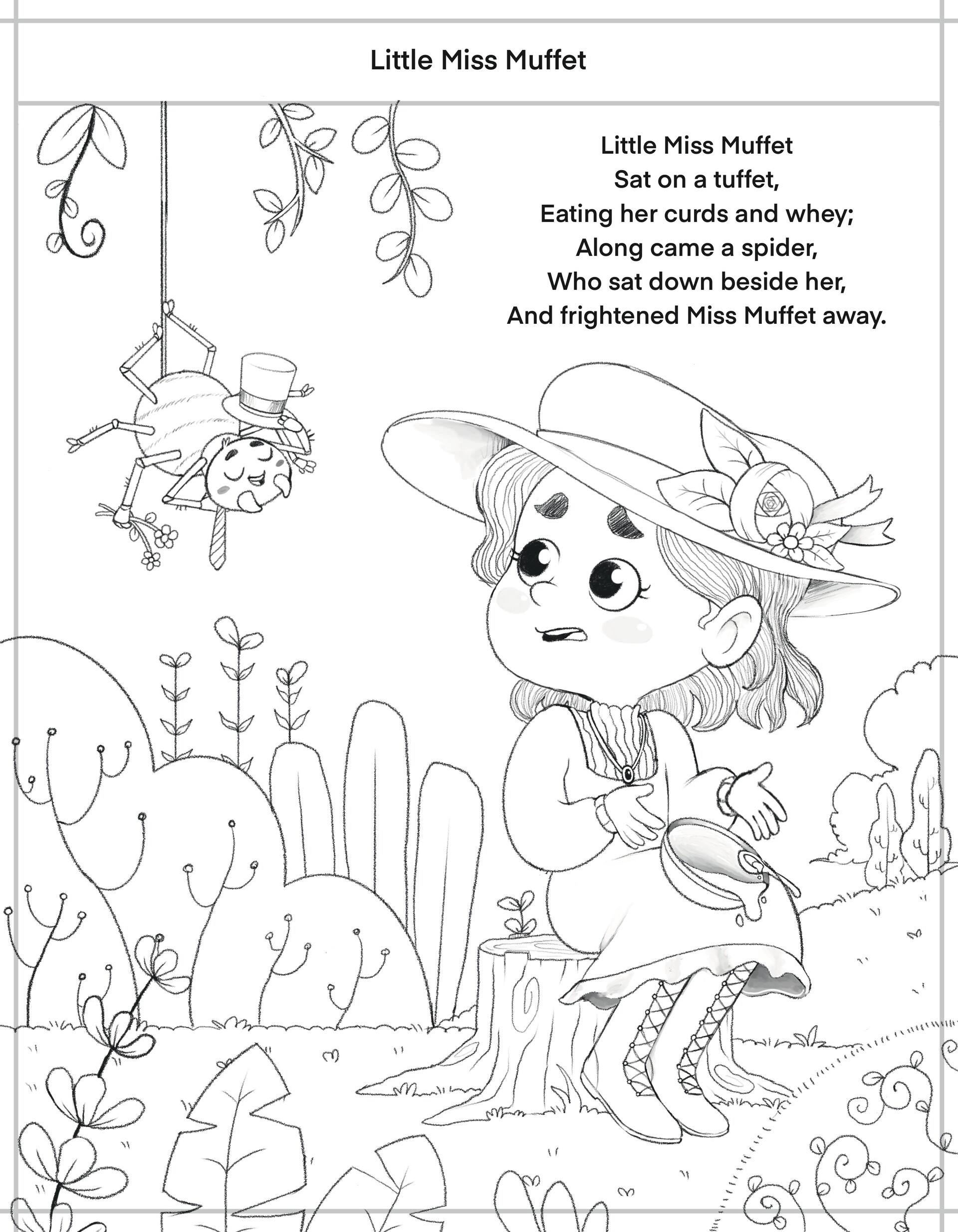 little miss muffet coloring page printable
