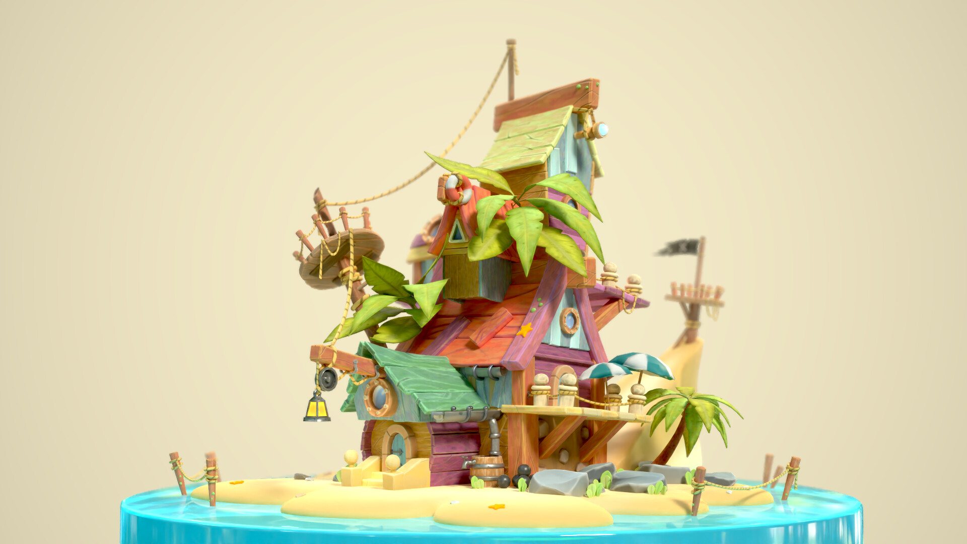 ArtStation - Stylized Pirate Hut Diorama