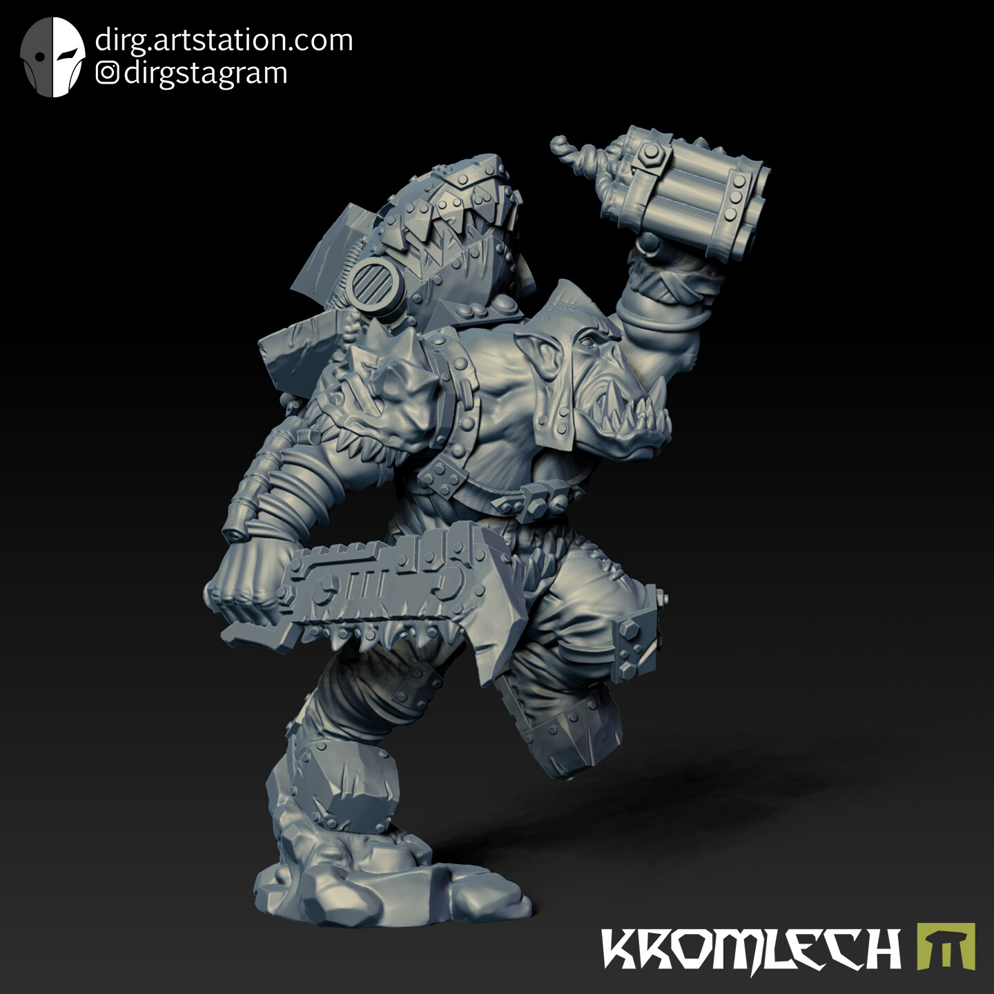 ArtStation - Space orc storm rider with dynamite: proxy miniature for ...