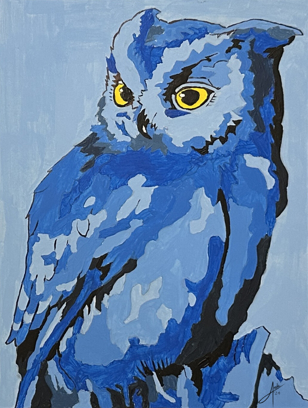ArtStation - Blue Monochrome Owl