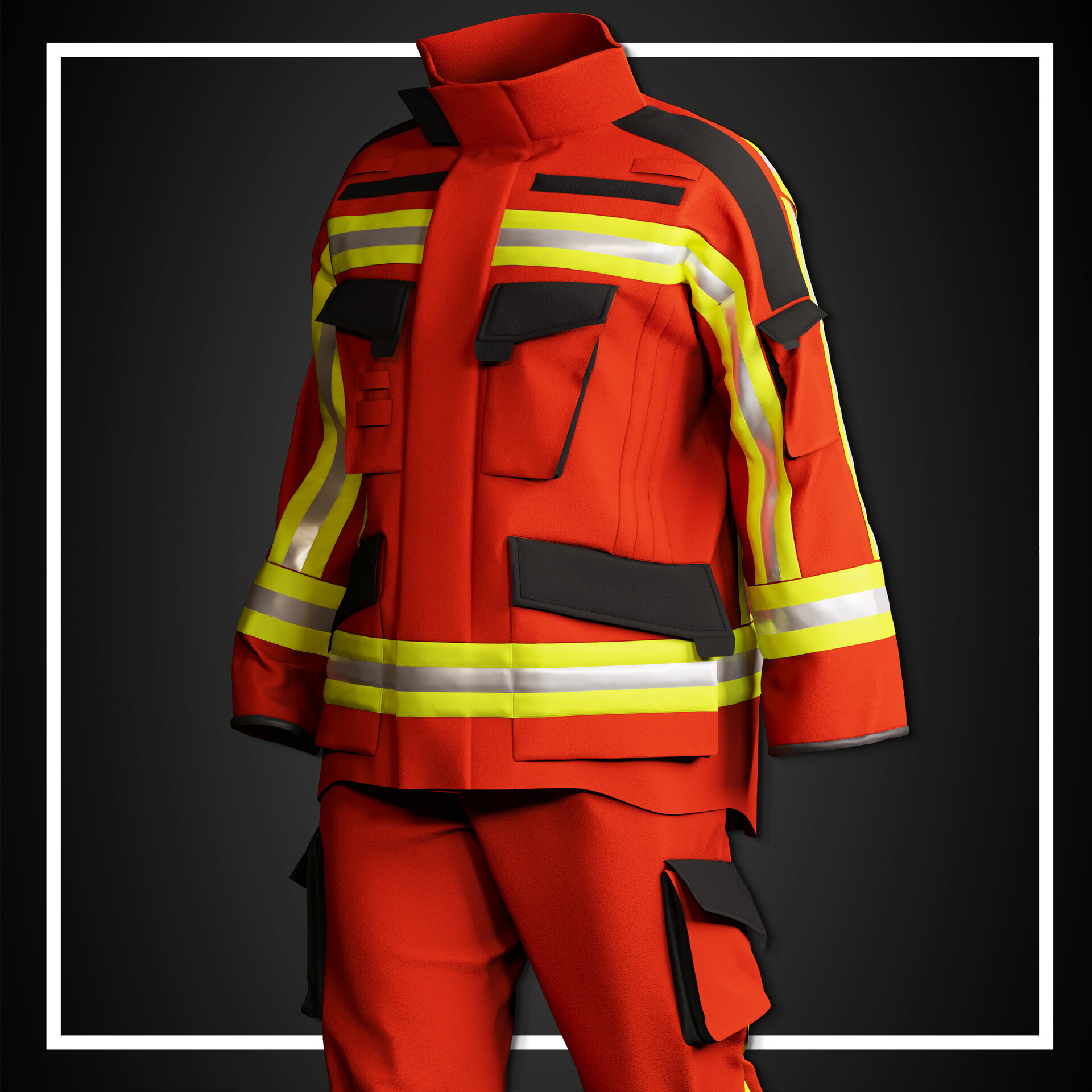 ArtStation - FIREFIGHTER UNIFORM (CLO3D, MD PROJECTS+OBJ+FBX+.max)