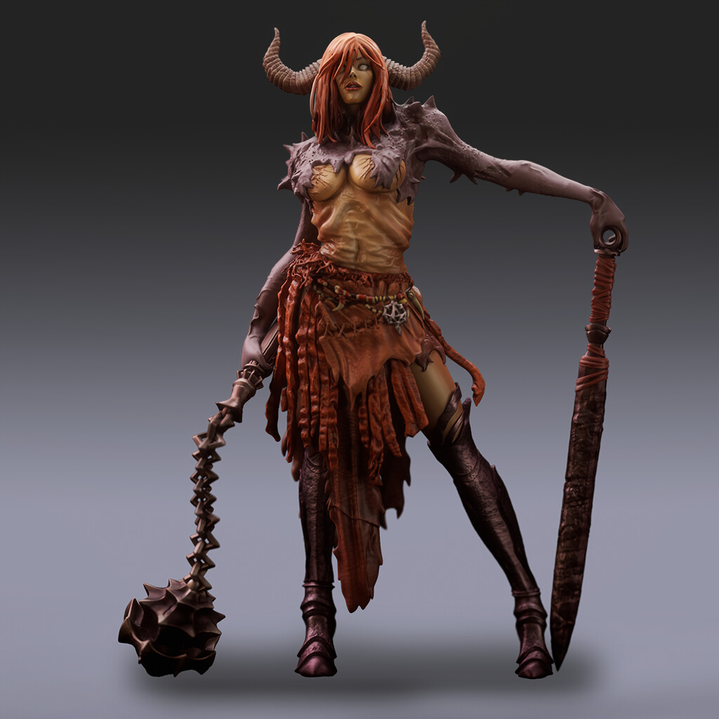 ArtStation - Demon Female Warrior
