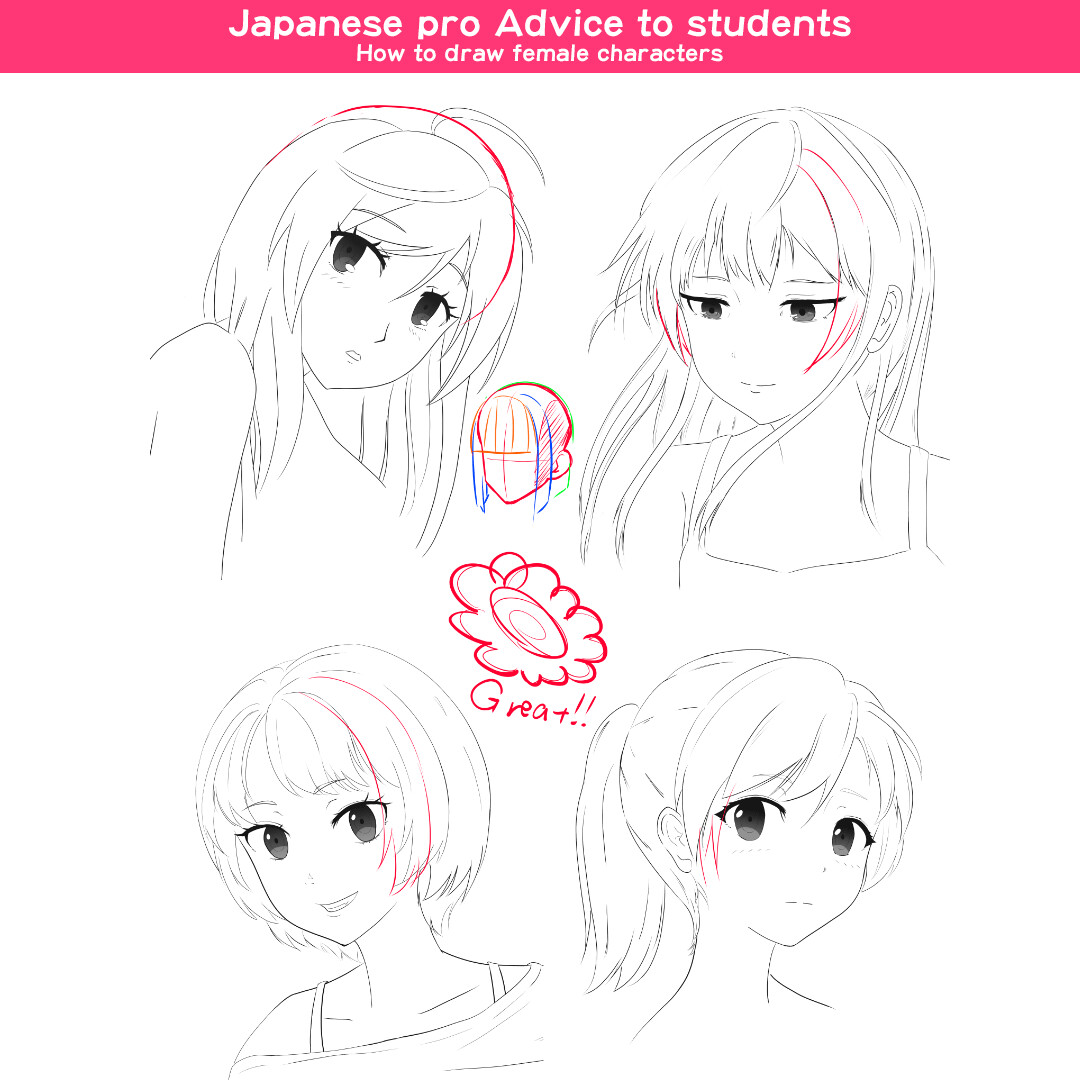 how to draw japanese anime hair