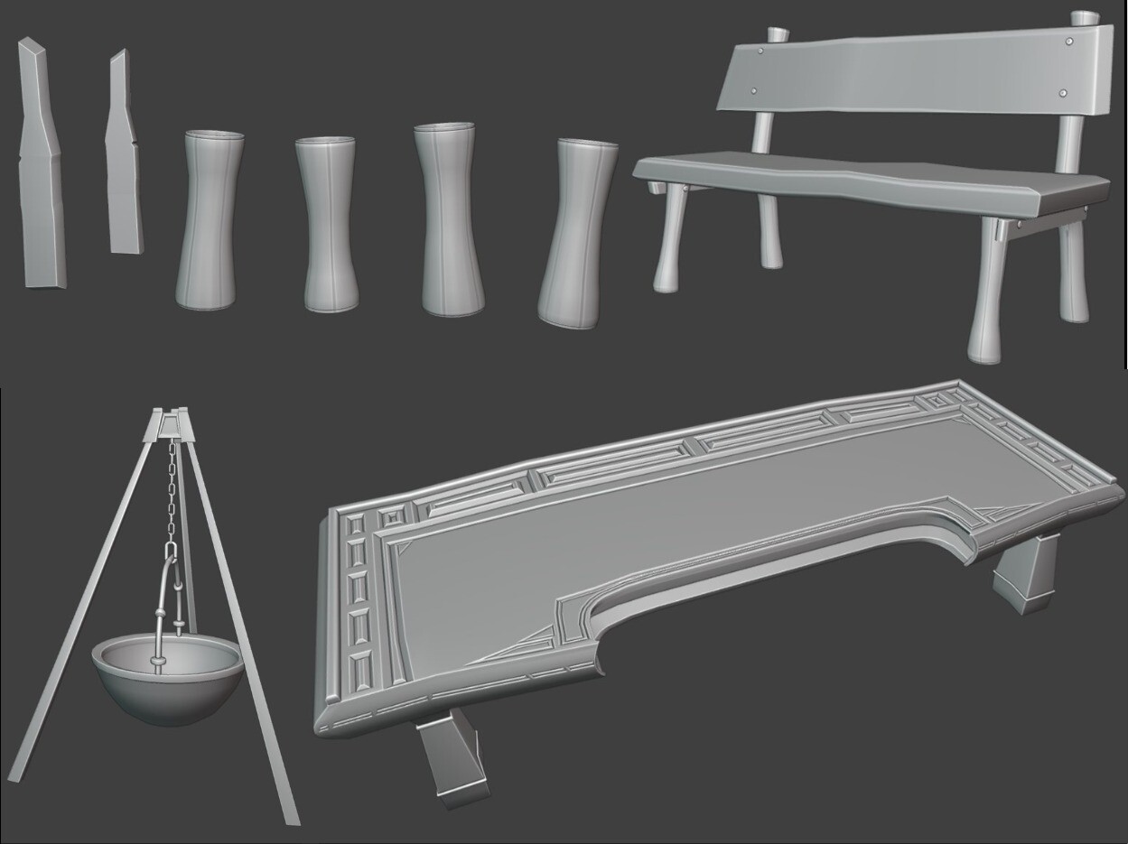 ArtStation - Diorama Project Week 4 progress / High Poly Assets