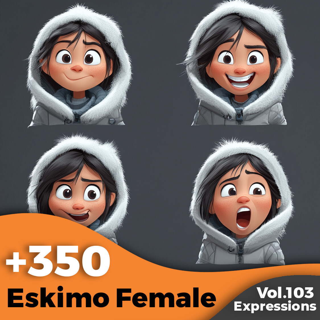 ArtStation - +350 Eskimo Female Expression Sheet(4k)