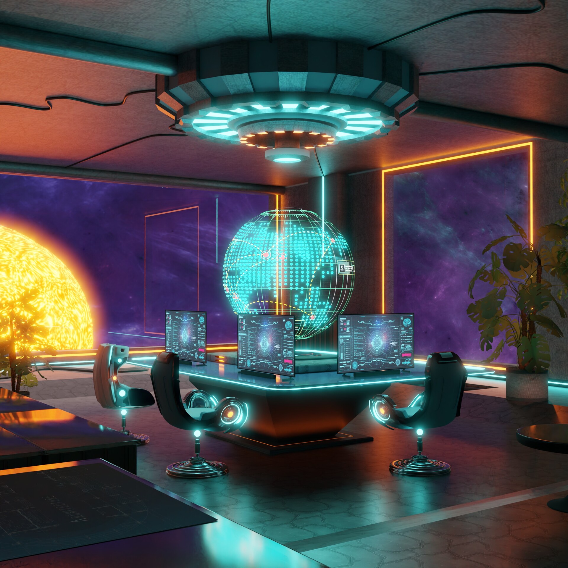 ArtStation - Sci fi Mission Briefing Room