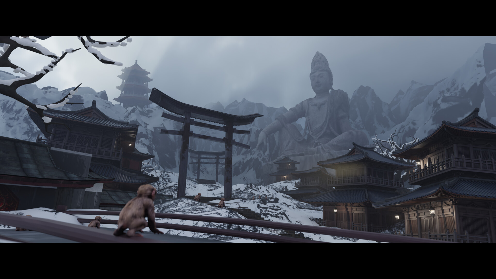 ArtStation - Snow misty temple