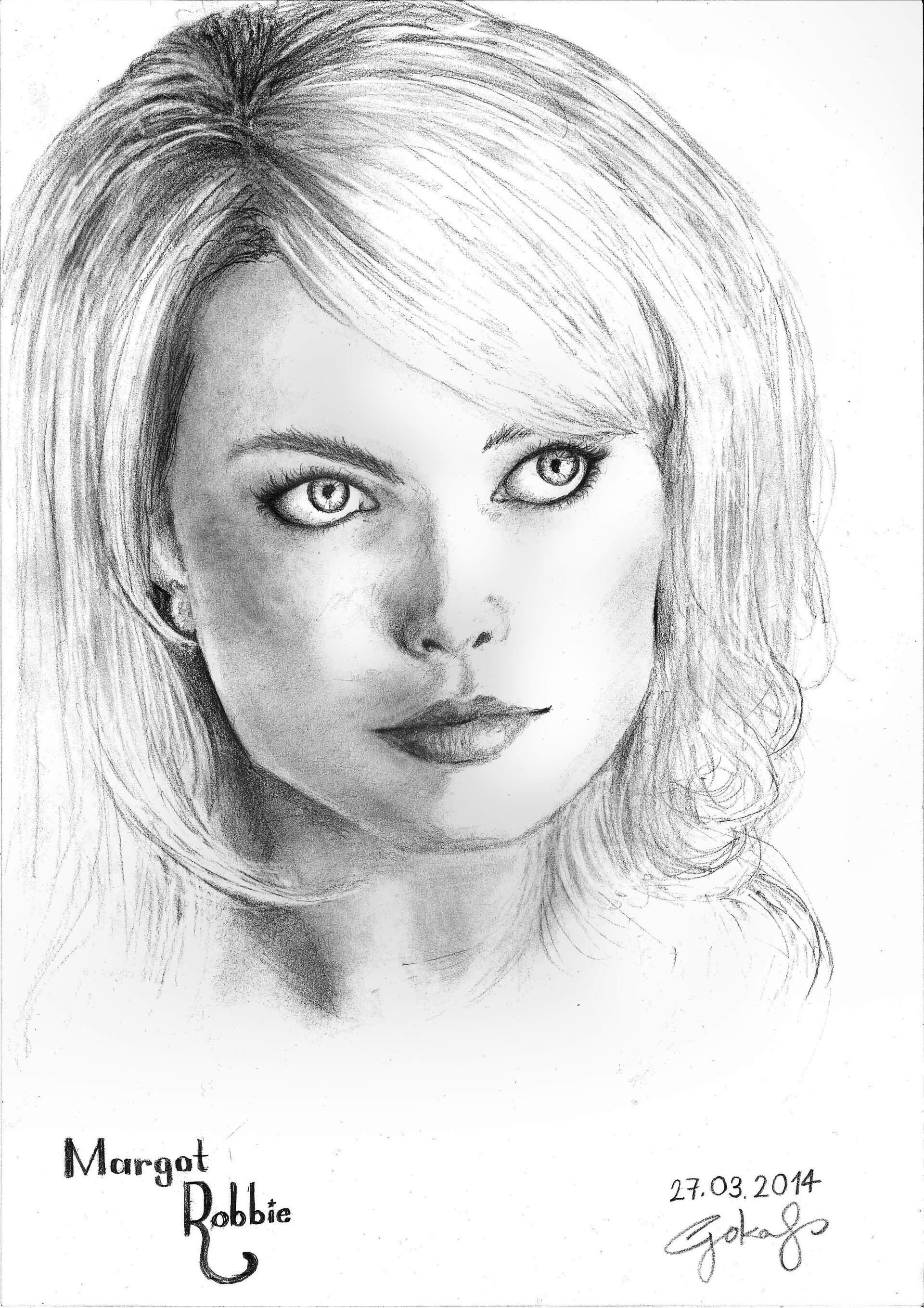 ArtStation - Margot Robbie / Charcoral Drawing
